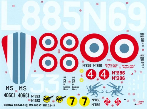 Berna Decals 32017 Morane-Saulnier MS.406C1 Aces