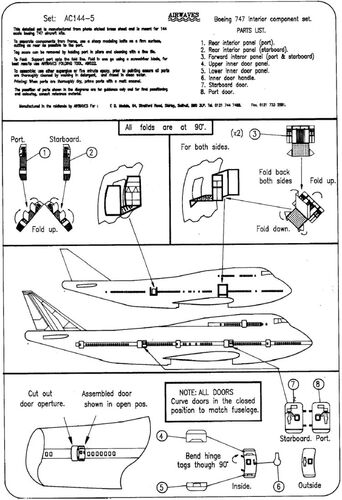 Airwaves C44005 Boeing 747 'Jumbo Jet' interior (designed to be used with Airfix kits)