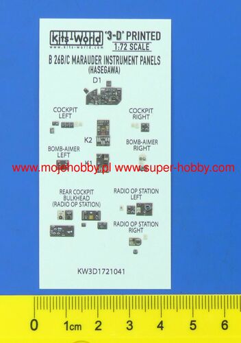 Kits World 3D1721041 Martin B-26 B/C Marauder 3D Full colour Instrument Panels (for Hasegawa and Hobby 2000 kits)