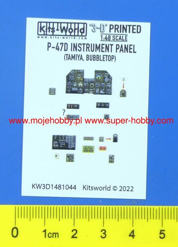 Kits World 3D1481044 Republic P-47 D Thunderbolt Bubble Top 3D Full colour Instrument Panels (for Tamiya kits)