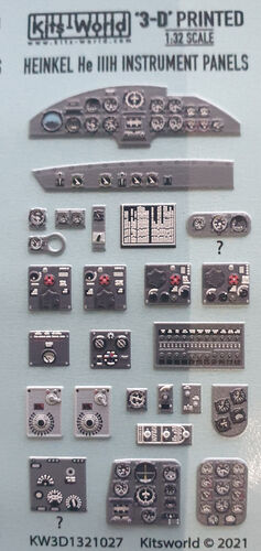 Kits World 3D1321027 Heinkel He-111 H 3D Full colour Instrument Panel (for Revell kits)