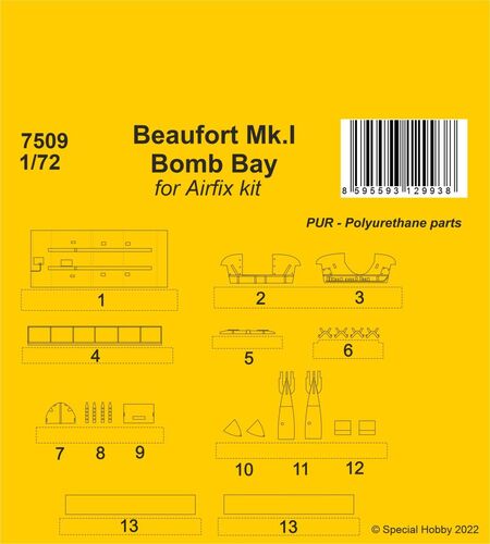 CMK K7509 Beaufort Mk.I Bomb Bay 1/72 (for Airfix kit)