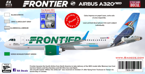 8aDecs 7909-387-144 Frontier A320 Neo Woodpecker