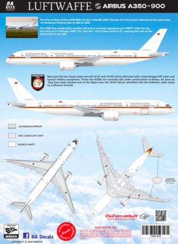 8aDecs 7909-605-144 Airbus A350-900 Luftwaffe Vip