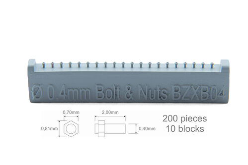 Bra.Z Models BZXB04 Screw Ø0,40mm + Nut 0,70x0,81mm 200 pieces