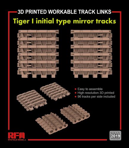 Rye Field Model RM-2019 3D Printed Workable Track Links Tiger I initial type mirror tracks