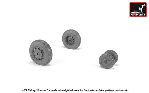 Armory Models Group AW72413 Fairey "Gannet" late type wheels w/ weighted tires of checkerboard tire pattern