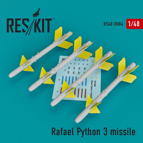 DISCONTINUED RES/KIT 48-0084 Rafael Python 3 missile (4 pcs) (IAI Kfir, F-15C/I, F-16I, JF-17, MiG-21, Mirage F.1)