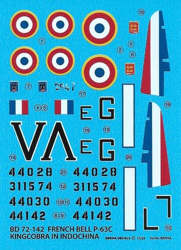 Berna Decals 72142 French Bell P-63C Kingcobra In Indochina