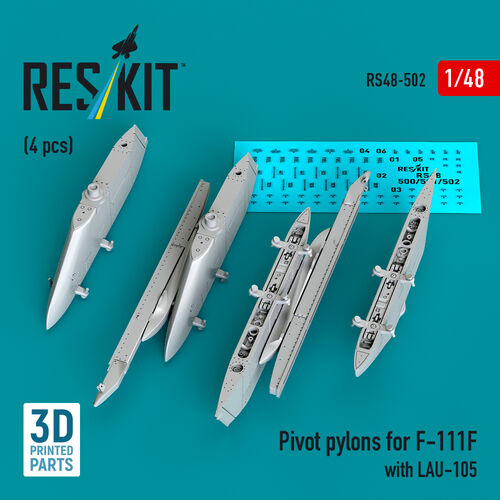 RES/KIT 48-0502 Pivot Pylons For F-111F With LAU-105 (4pcs) (3D Printed)