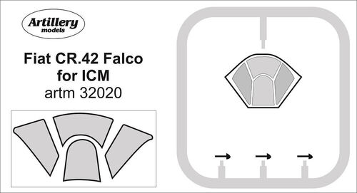 ARTILLERY Models 32020 Fiat CR.42 Falco - Canopy Frame Paint Mask (designed to be used with ICM kits)