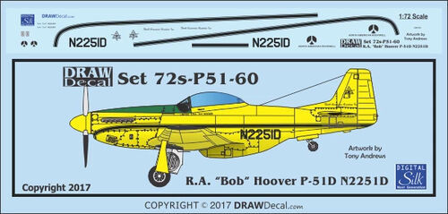 Draw Decal 72-P51-60 North American P-51 D - "R.A. Bob Hoover" Gathering of Mustangs and Legends (N2251)
