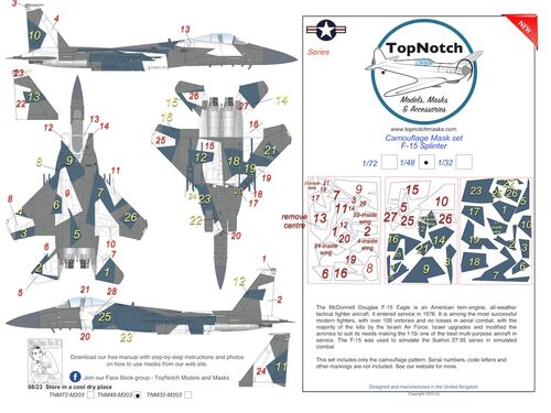 TopNotch 48-M203 McDonnell Douglas F-15 C Eagle - Splinter Scheme Camouflage Pattern Paint Mask Set