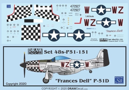 Draw Decal 48-P51-151 North American P-51 D - "Frances Dell"