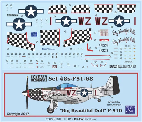 Draw Decal 48-P51-68 North American P-51 D - "Big Beautiful Doll" Gathering of Mustangs and Legends