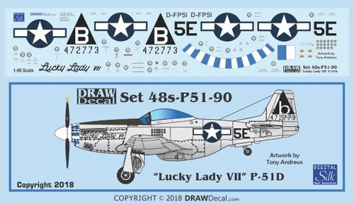 Draw Decal 48-P51-90 North American P-51 D - "Lucky Lady"