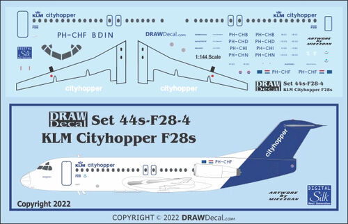 Draw Decal 44-F28-04 Fokker F28 4000 - KLM Cityhopper