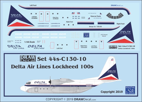 Draw Decal 44-C130-10 Lockheed L-100 Hercules - Delta Air Lines