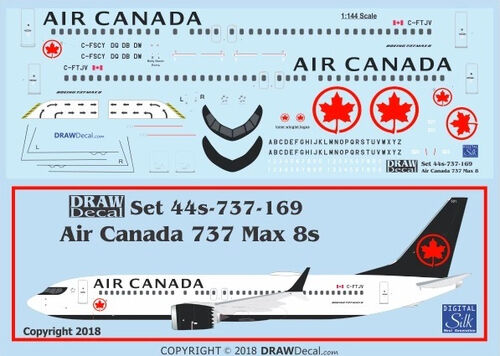 Draw Decal 44-737-169 Boeing 737 Max8 - Air Canada
