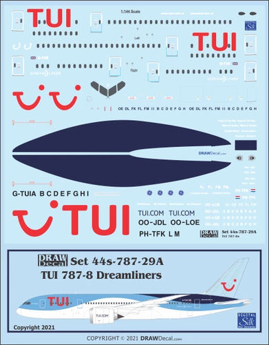 Draw Decal 44-787-29A Boeing 787-8 Dreamliner - TUI Airways