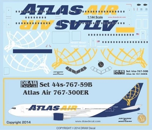 Draw Decal 44-767-59B Boeing 767-300ER - Atlas Air (N642GT / 8 Door Version)