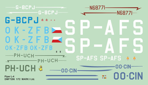 Mark I Decals DMF7206 Piper L-4 'Pleasure Flying' (for KPM kits)
