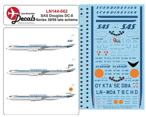 Lima November Decals 144-662 DC-8-33/DC-8-53 - SAS Late Colour Scheme