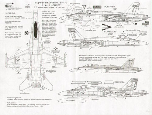 Superscale 32130 McDonnell Douglas F/A-18 C Hornet - AG/300 Knighthawks (1 scheme)