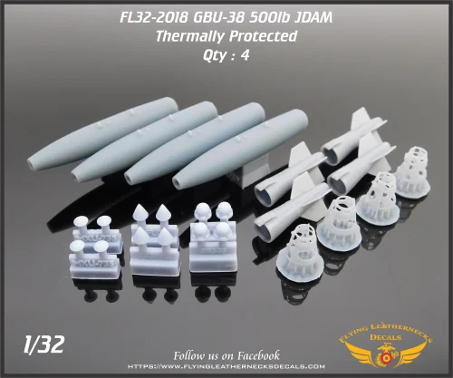 Flying Leathernecks 32-2018 GBU-38 500lb JDAM with thermal protective coating - 3D-Printed (4 pcs)