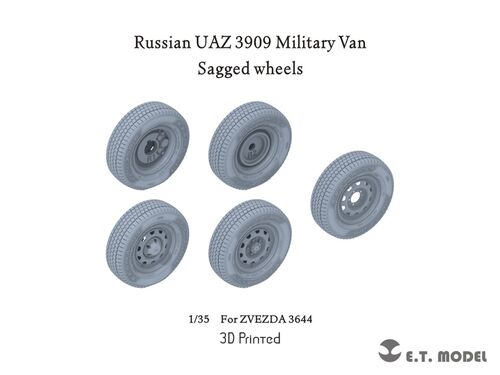 ET Model P35-115 Russian UAZ 3909 Military Van Sagged Wheels (For Zvezda 3644)