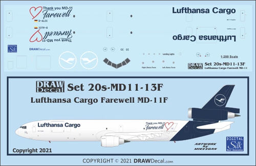 Draw Decal 20-MD11-13F McDonnell Douglas MD-11F - Lufthansa Cargo Farewell (D-ALCC)