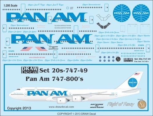 Draw Decal 20-747-49 Boeing 747-8i - Pan Am (Flight of Fancy)
