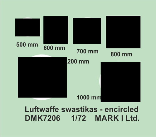 Mark I Decals DMK7206 Luftwaffe Swastikas, encircled - White Background (2 sheets)