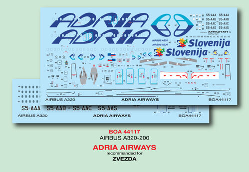 BOA Decals 144117 Airbus A320 - ADRIA Airways (for Zvezda kits)