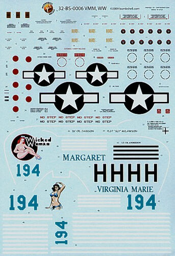 Bombshell BS32006 Lockheed P-38J Lightning Wicked Women Part 2 (2 schemes)