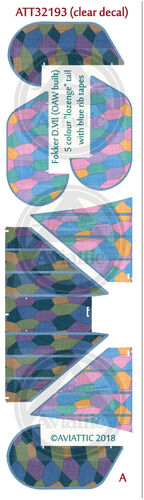 Aviattic ATT32193 Fokker D.VII (OAW built) - 5 colour 'lozenge' tail with blue rib tapes