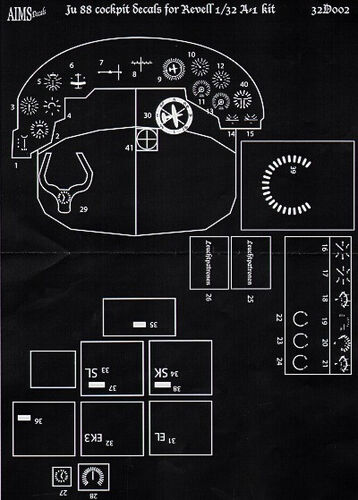 Aims 32D002 Junkers Ju-88 A-1 - Cockpit Instrument Details (designed to be used with Revell kits)