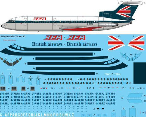 26 Decals STS44412 Hawker-Siddeley Trident 1C - BAE British Airways