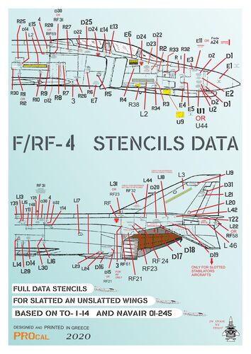 Procal Decals 32-906W McDonnell Douglas F-4 E / RF-4 E Phantom II - WHITE Stencil Data Hellenic Air Force