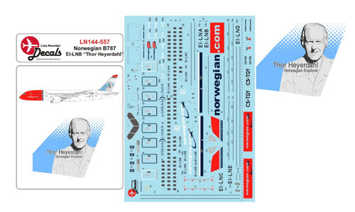 Lima November Decals 144-557 Boeing 787 - Norwegian EI-LNB "Thor Heyerdahl"