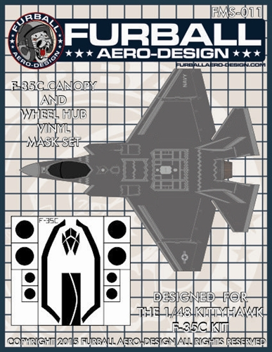 Furball Aero-Design FMS011 Lockheed-Martin F-35 C Lightning II - Canopy & Wheel Hubs masks (designed to be used with Kitty Hawk Model kits)