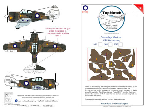 TopNotch 48-M198 CAC Boomerrang - camouflage pattern paint masks