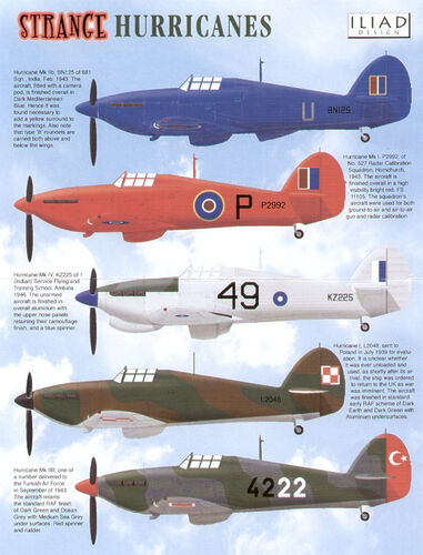 Iliad Design 48015 Strange Hawker Hurricanes Mk.I/II/IV (5 schemes)