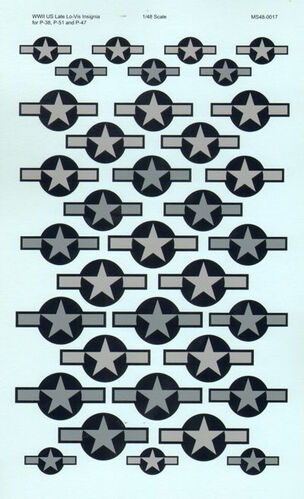 Microscale 48017 US Late WWII Lo-Vis Insignia for: P-38 Lightning, P-51 Mustang & P-47 Thunderbolt