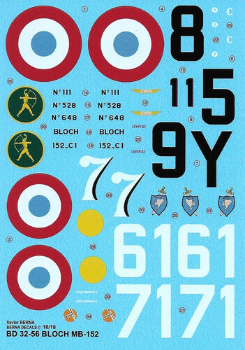 Berna Decals 32056 Aces on Marcel-Bloch MB.152 Decals