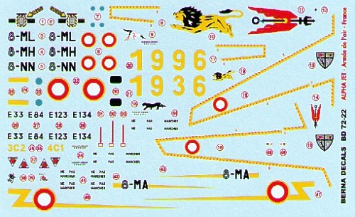 Berna Decals 72022 Dassault-Dornier Alpha Jet (4 schemes)