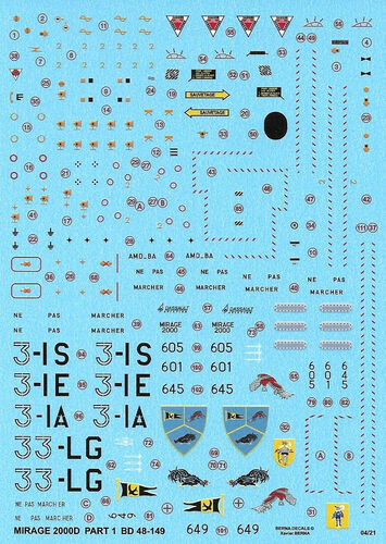 Berna Decals 48149 Dassault Mirage 2000 D (4 schemes)