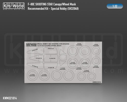 Kits World M321014 Lockheed F-80C Shooting Star - Canopy/Wheel Masks (for Special Hobby 32048 kit)