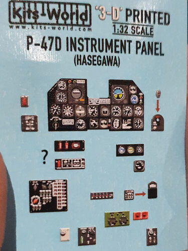 Kits World 3D1321041 Republic P-47D Thunderbolt 3D Full colour Instrument Panel (for Hasegawa kits)
