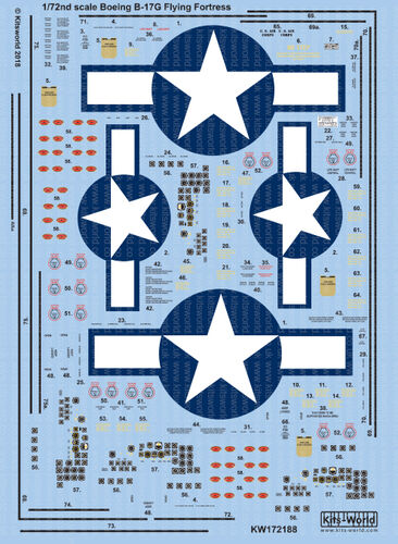Kits World 172188 Boeing B-17 F/G General Stencilling Decal Sheet